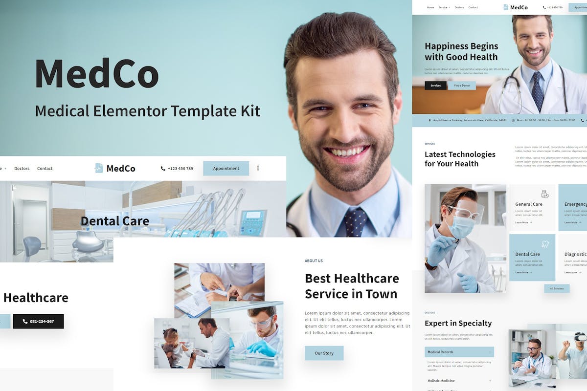 Шаблон Medco 1.0 - Medical Elementor Template Kit для Elementor